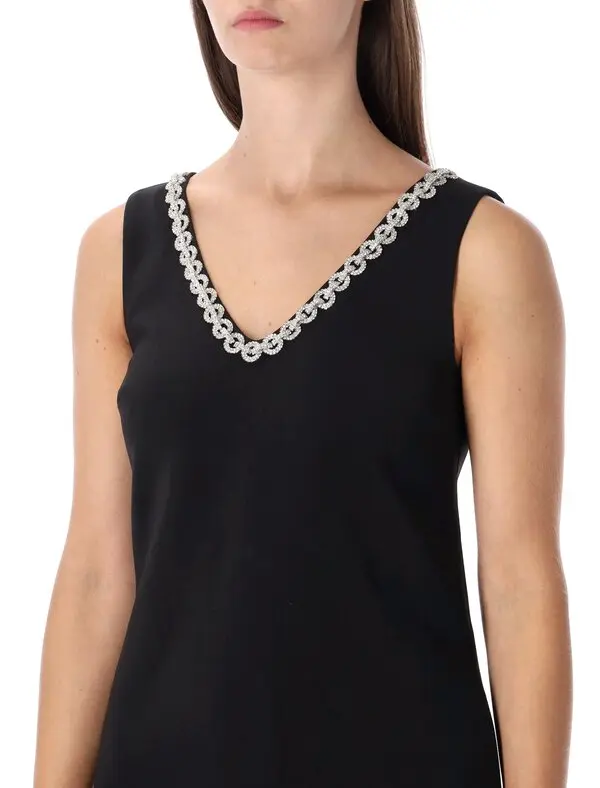 SELF-PORTRAIT Crepe Mini Dress With Crystal Chain