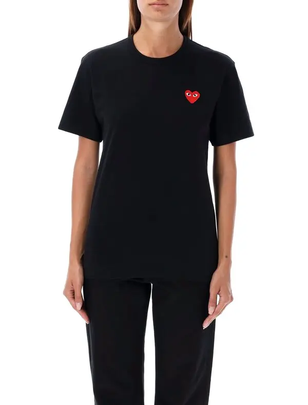 Play Comme Des Garcon Cotton Classic Heart Patch Tee - Black