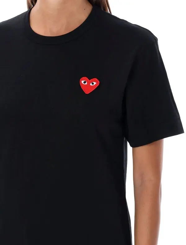 Play Comme Des Garcon Cotton Classic Heart Patch Tee - Black