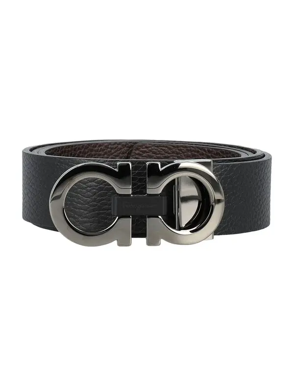 FERRAGAMO Reversible Gancini Belt - Nero Hickory