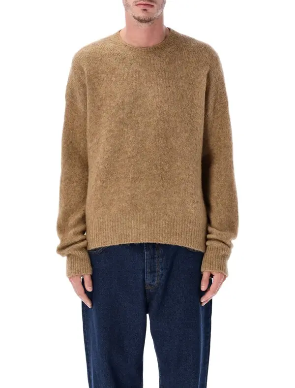 Ami Alpaca Blend Crew Neck Sweater - Brown