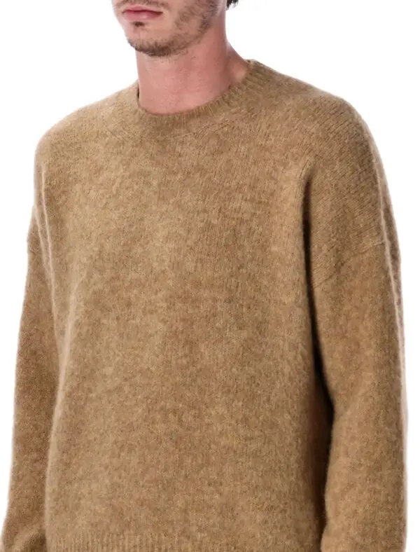 Ami Alpaca Blend Crew Neck Sweater - Brown