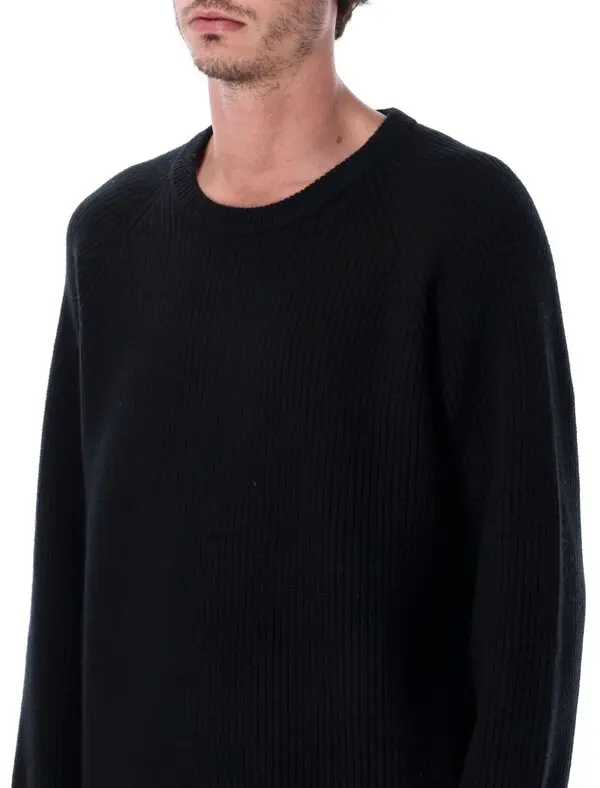 CORRIDOR Wool Cashmere Ribbed Crewneck Sweater - Black