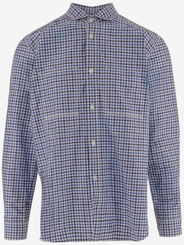 Junya Watanabe Cotton Shirt With Contrasting Check Pattern - Red