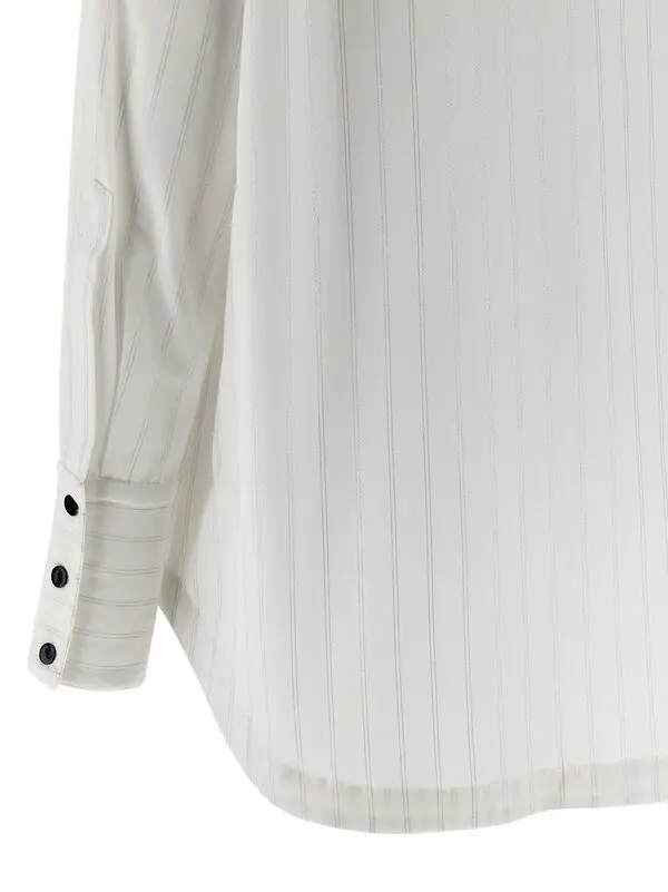 LE TWINS Striped Cotton Poplin Shirt With Lace Collar