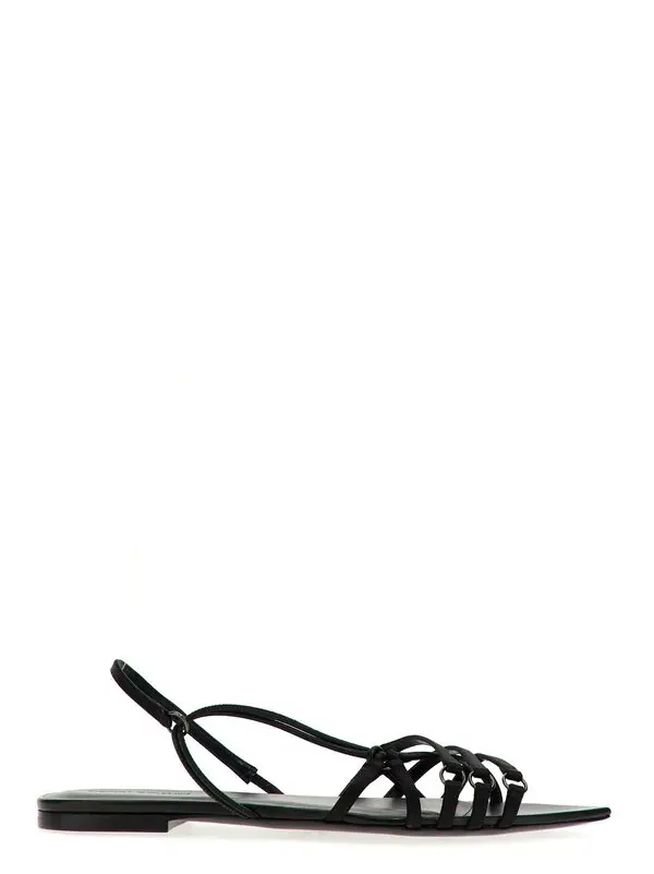 NENSI DOJAKA Satin And Leather Low Sandals - Black