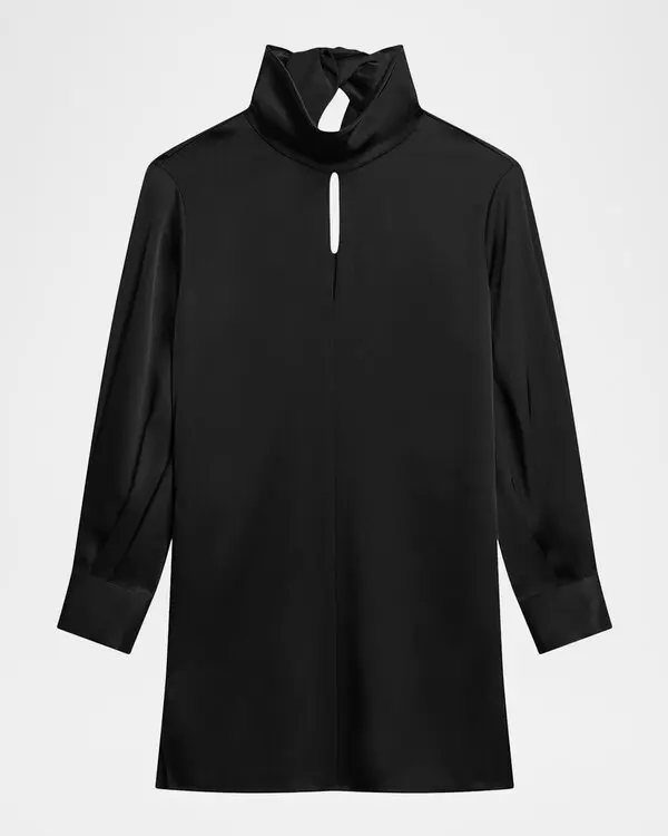 Theory Long-sleeve Tie-back Satin Dress