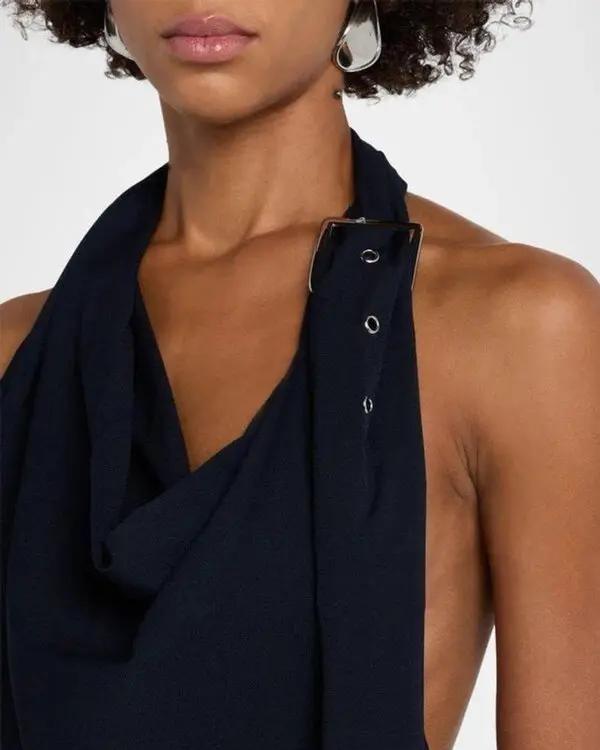 WYNN HAMLYN Catherine Buckle Halter Maxi Dress