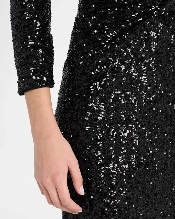 Chiara Boni La Petite Robe Jarra Twist-front Sequin Midi Sheath Dress - Black