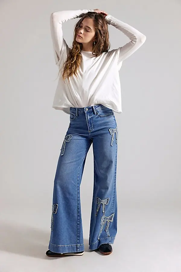 DRIFTWOOD Embroidered Wide-leg Jeans