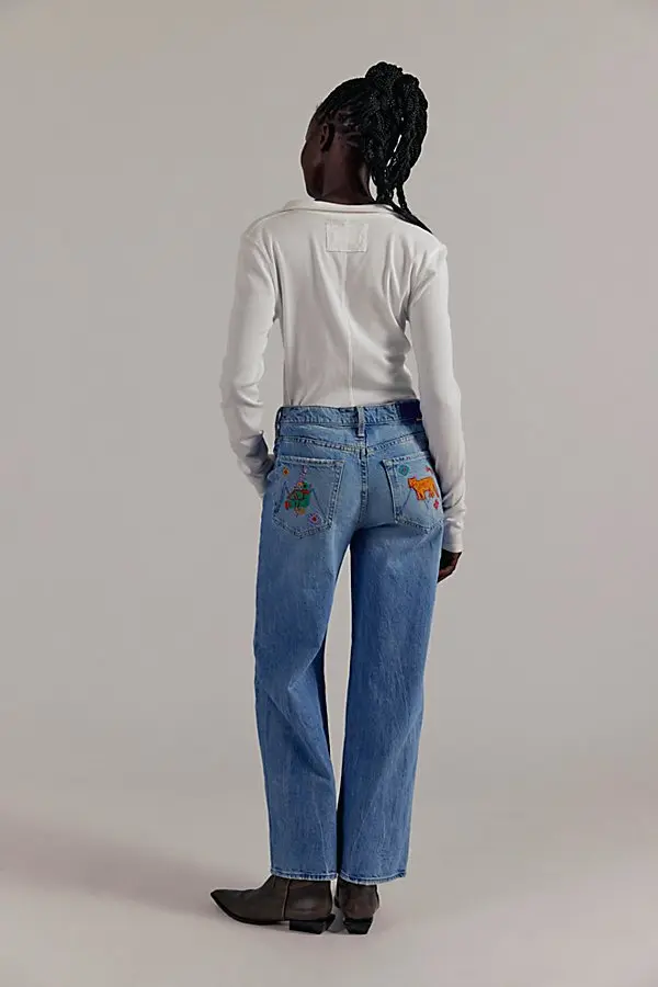 MOTHER The Dodger Flood Embroidered Jeans