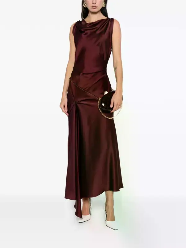 Victoria Beckham Posy Draped Midi Dress - Red