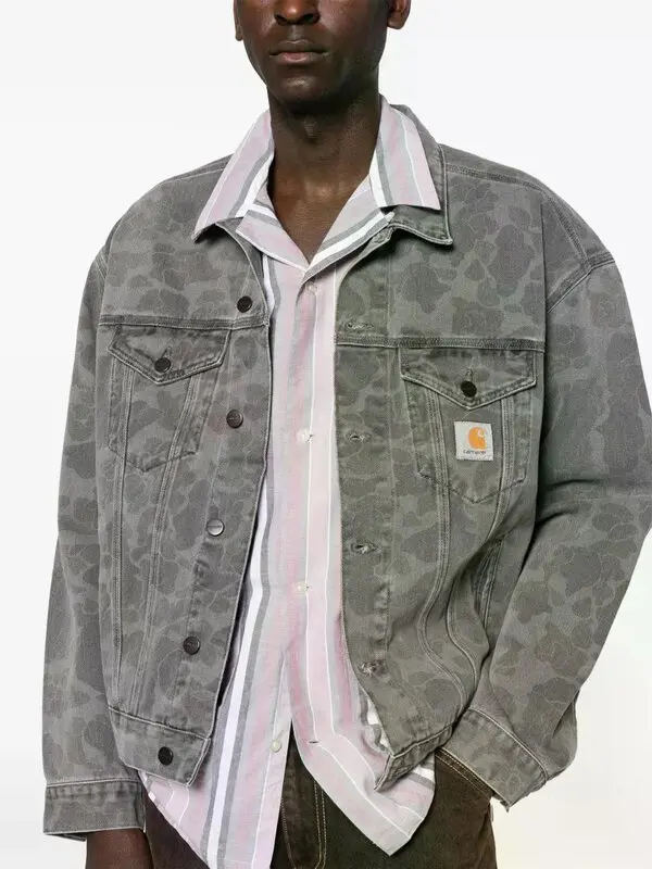 Carhartt Work In Progress Helston Camouflage Buttoned Jacket - Grey