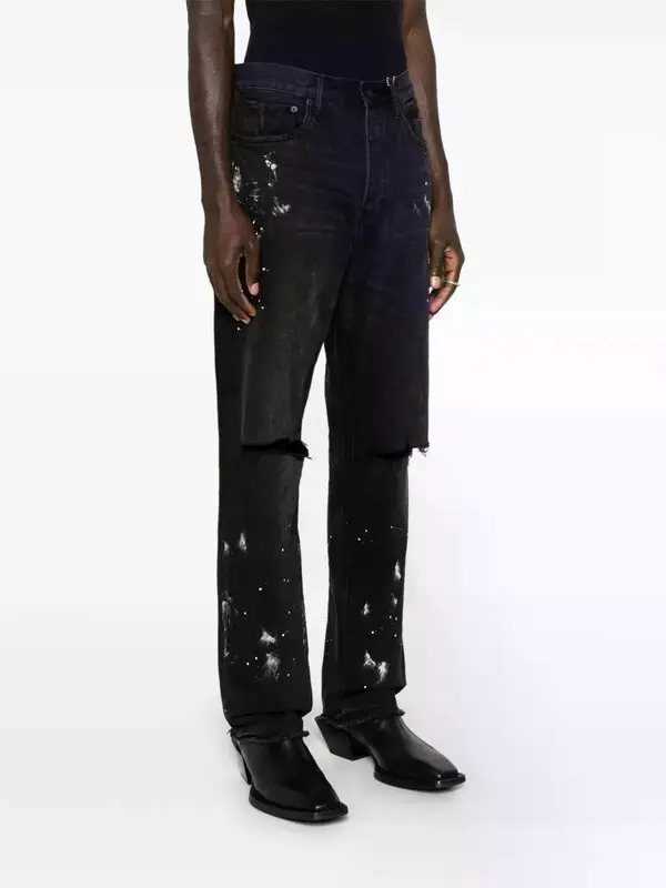 PURPLE BRAND Ripped Jeans With Paint Splatter Effect