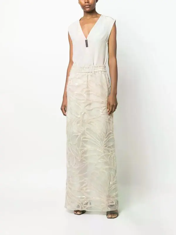 Brunello Cucinelli Monili-embellished Sleeveless Silk Top