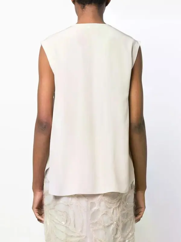 Brunello Cucinelli Monili-embellished Sleeveless Silk Top