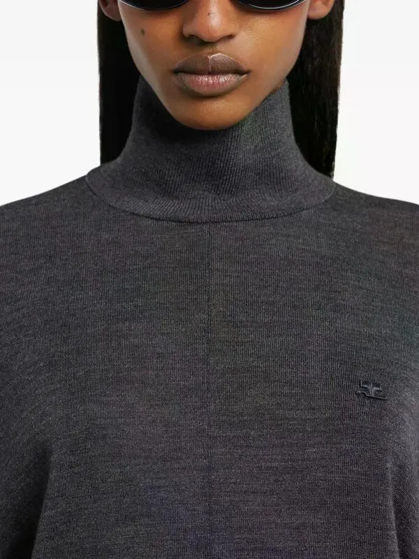 COURREGES Turtleneck Long-sleeve Sweater - Grey