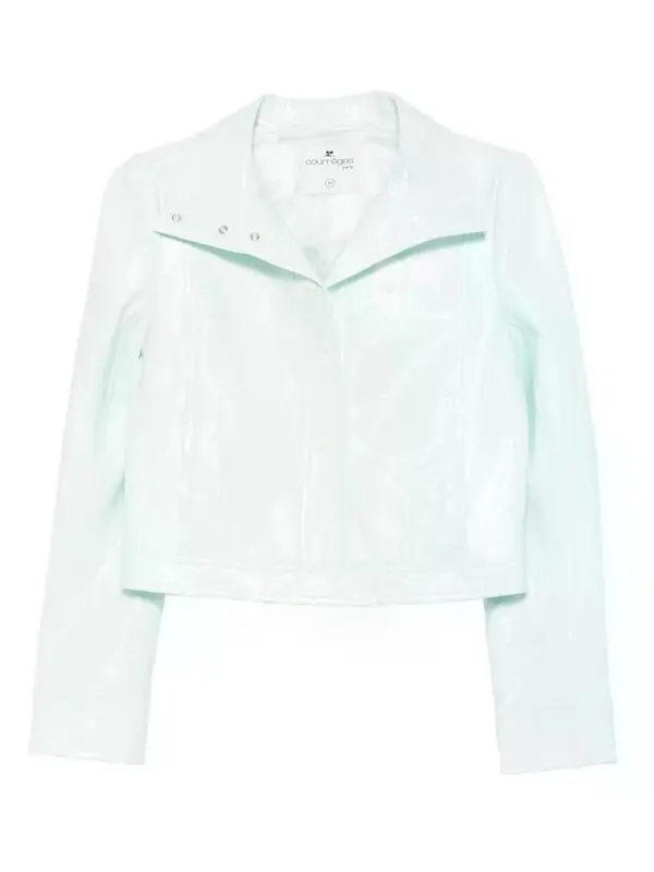 COURREGES Re-edition Vinyl Buttoned Collar Jacket - Blue