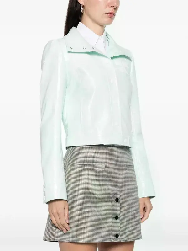 COURREGES Re-edition Vinyl Buttoned Collar Jacket - Blue