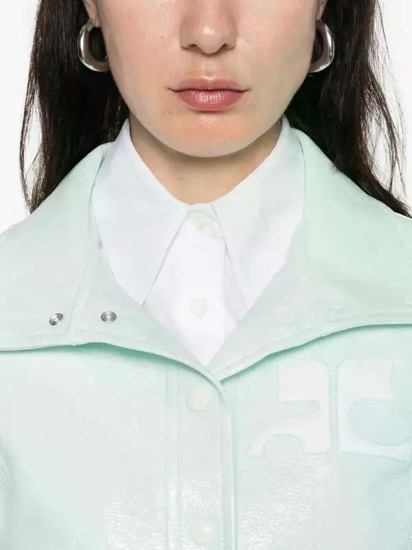 COURREGES Re-edition Vinyl Buttoned Collar Jacket - Blue