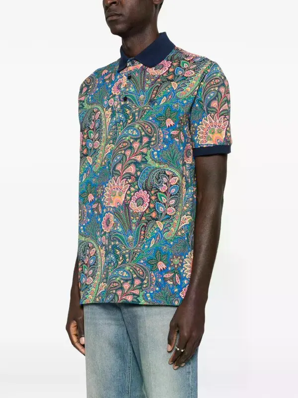 Etro Paisley-print Polo Shirt - Blue