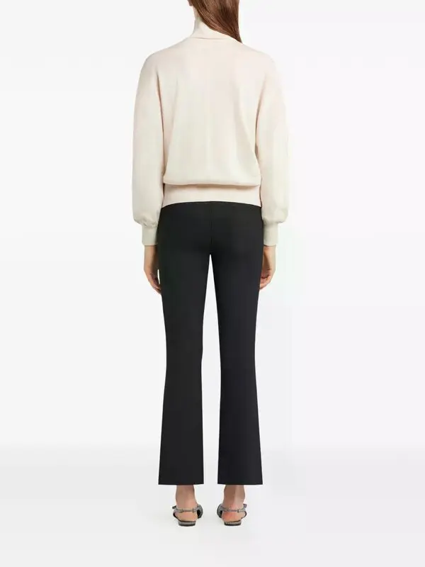 COURREGES Mock-neck Merino Wool Sweater - Neutrals