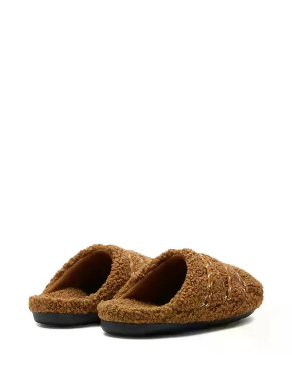 Moon Boot Teddy-texture Lace-up Slides - Brown