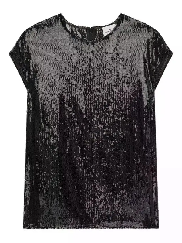 COURREGES Sequin Embellished Short-sleeved Blouse