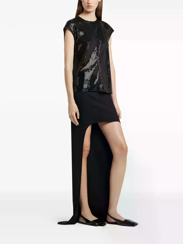 COURREGES Sequin Embellished Short-sleeved Blouse
