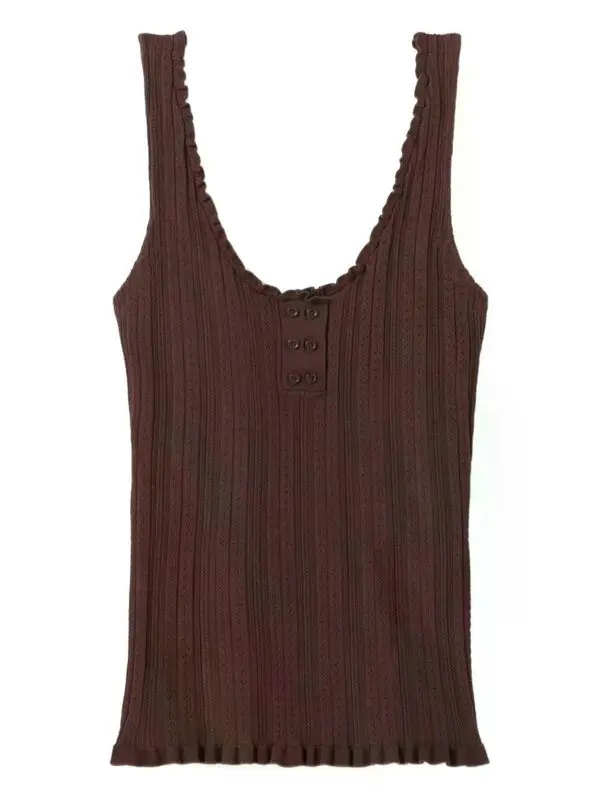 Claudie Pierlot Knit Scoop Neck Tank Top With Ruffle Detail