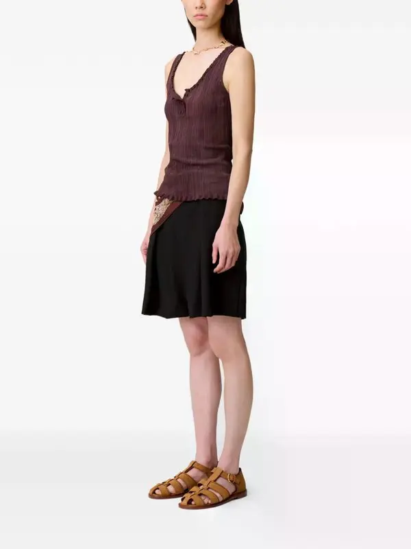 Claudie Pierlot Knit Scoop Neck Tank Top With Ruffle Detail
