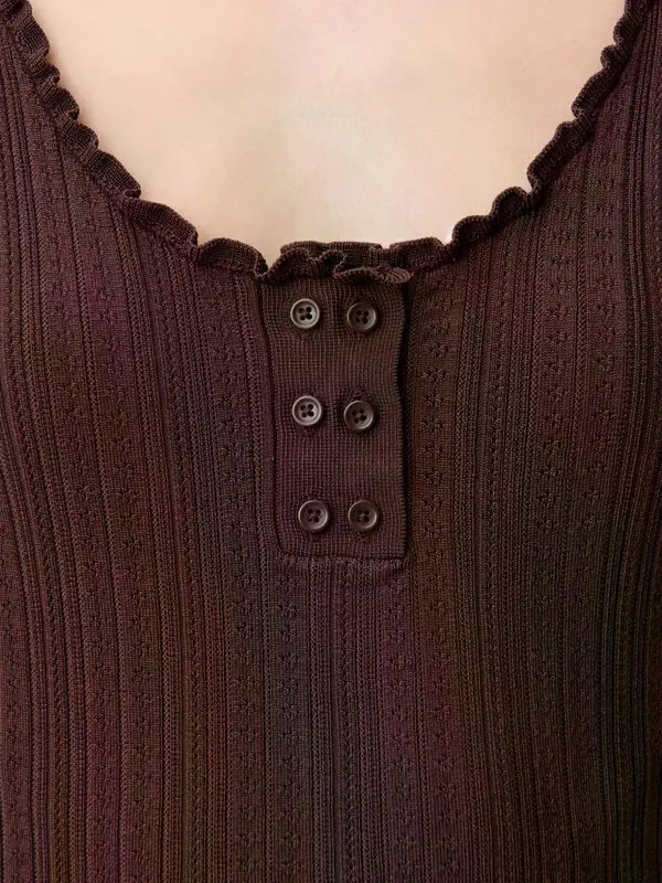 Claudie Pierlot Knit Scoop Neck Tank Top With Ruffle Detail