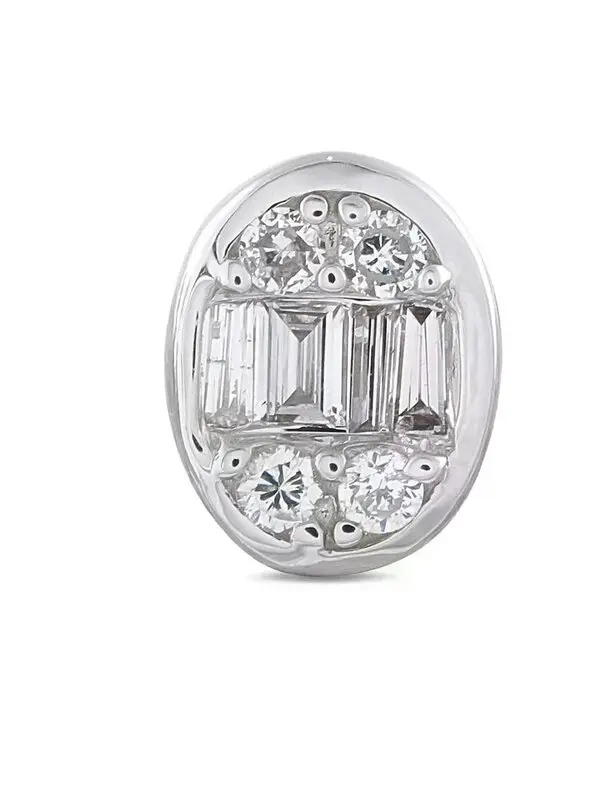 LB EXCLUSIVE 14k White Gold 0.40ctw Diamond Oval Stud Earrings - Silver