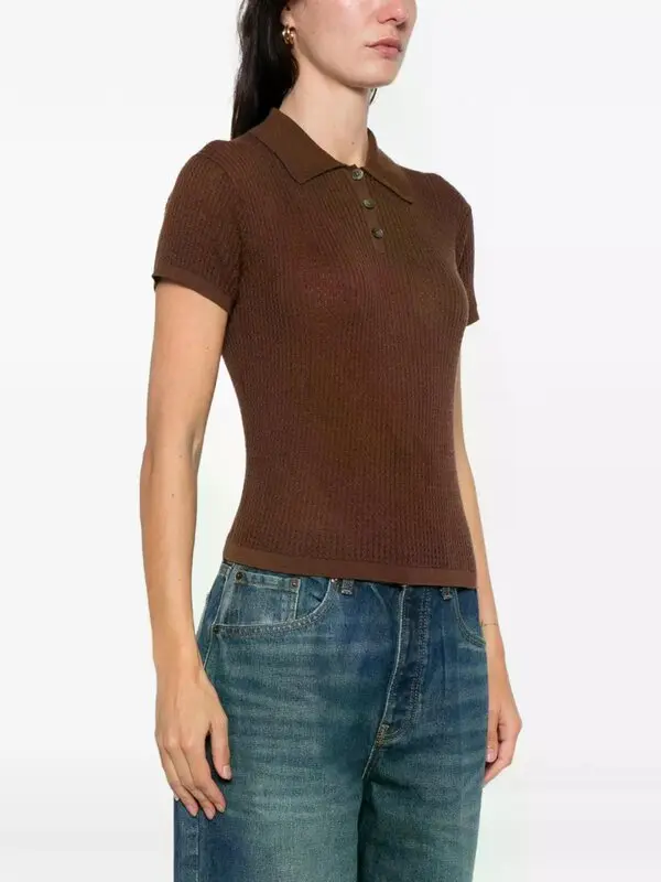 Guest In Residence Shrunken Knitted Polo Top