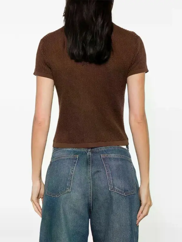 Guest In Residence Shrunken Knitted Polo Top