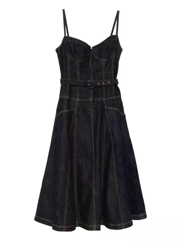 SELF-PORTRAIT Belted Panelled Dress - Blue