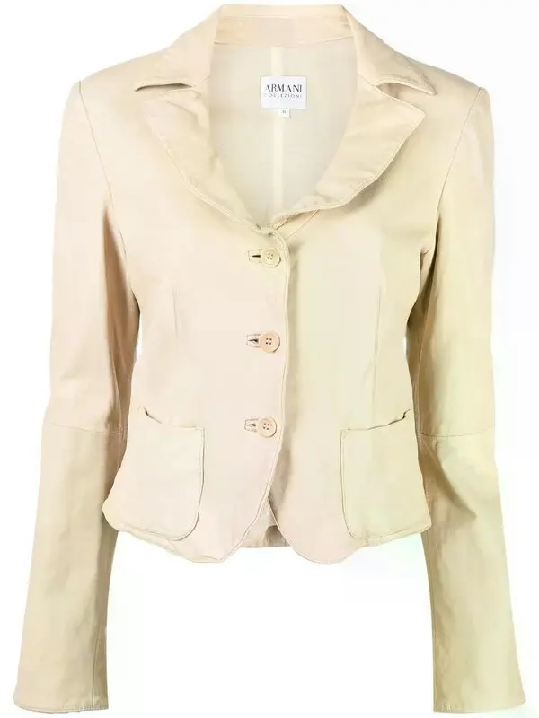 Giorgio Armani 2000s Notched Lapels Leather Jacket