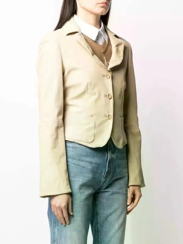 Giorgio Armani 2000s Notched Lapels Leather Jacket