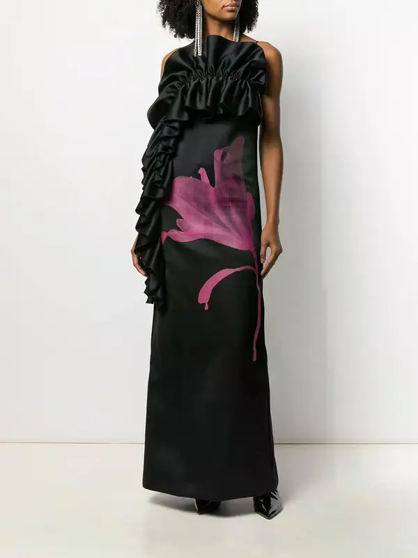CHRISTOPHER KANE Ruffle Trim Evening Dress