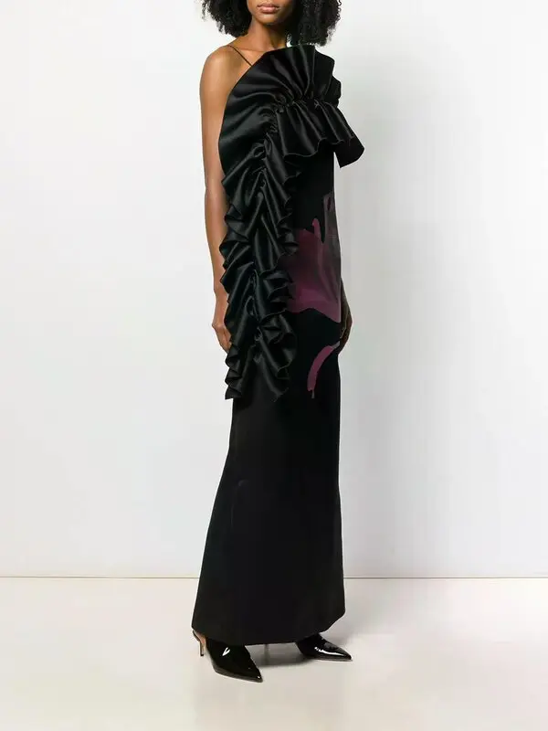 CHRISTOPHER KANE Ruffle Trim Evening Dress