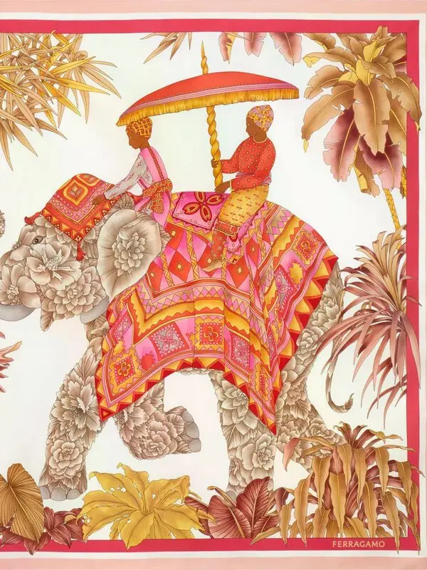 FERRAGAMO India-print Silk Scarf - Neutrals