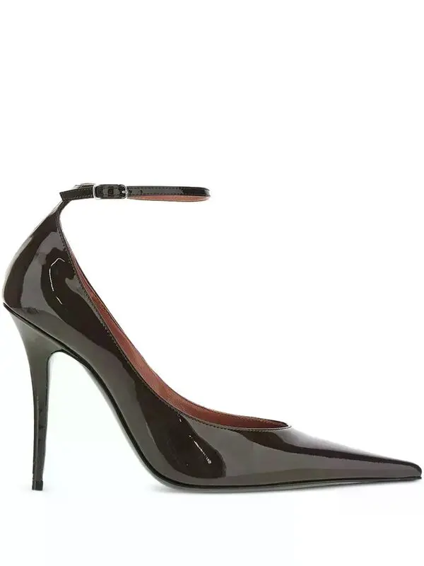 Amina Muaddi 105mm Anok Ankle-strap Pointed-toe Pumps - Brown