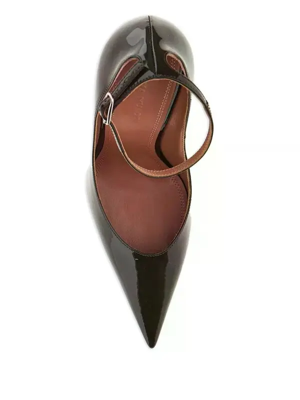 Amina Muaddi 105mm Anok Ankle-strap Pointed-toe Pumps - Brown
