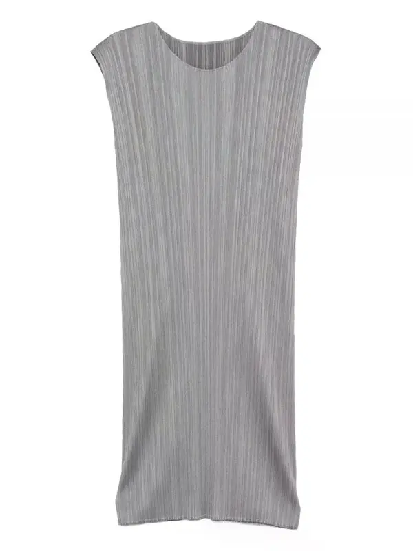 Issey Miyake Pleated Sleeveless Midi Dress - Grey