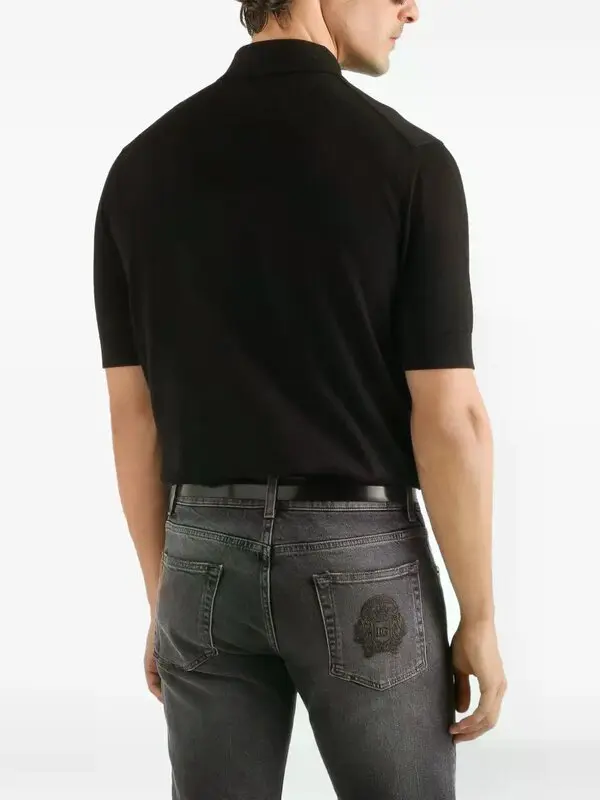 Dolce & Gabbana Logo-appliqué Polo Shirt - Black