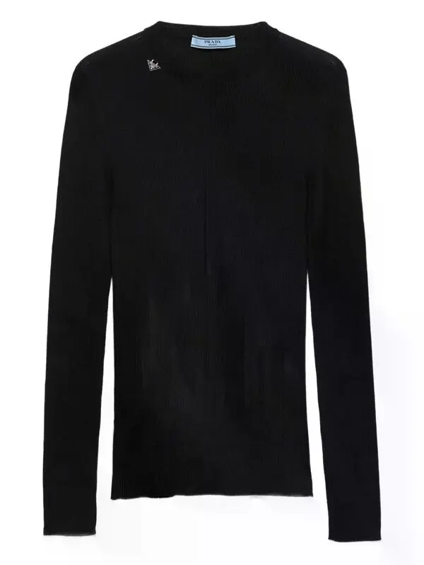 Prada Ribbed Triangle-logo Sweater - Black