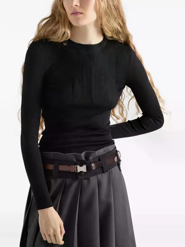 Prada Ribbed Triangle-logo Sweater - Black