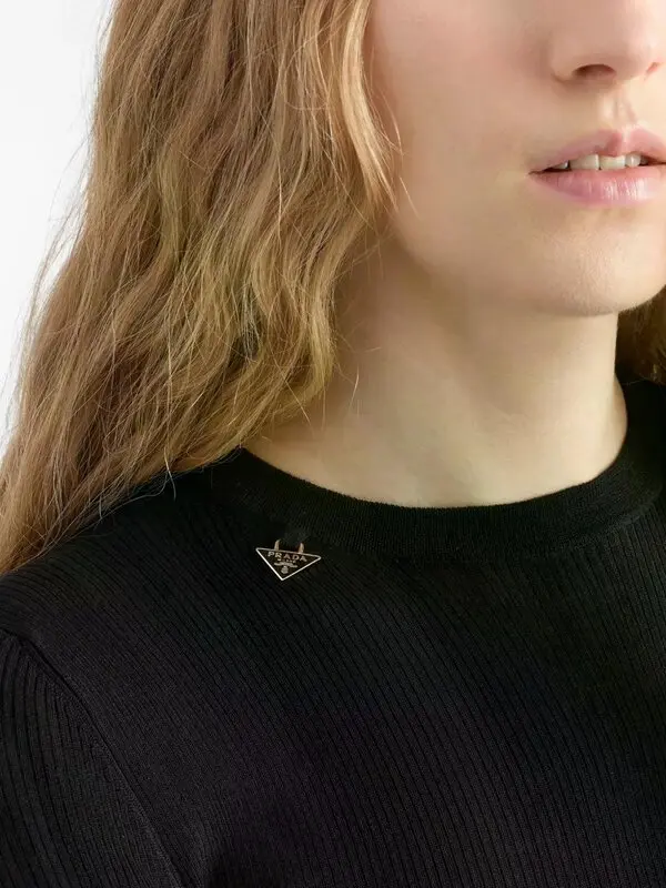 Prada Ribbed Triangle-logo Sweater - Black