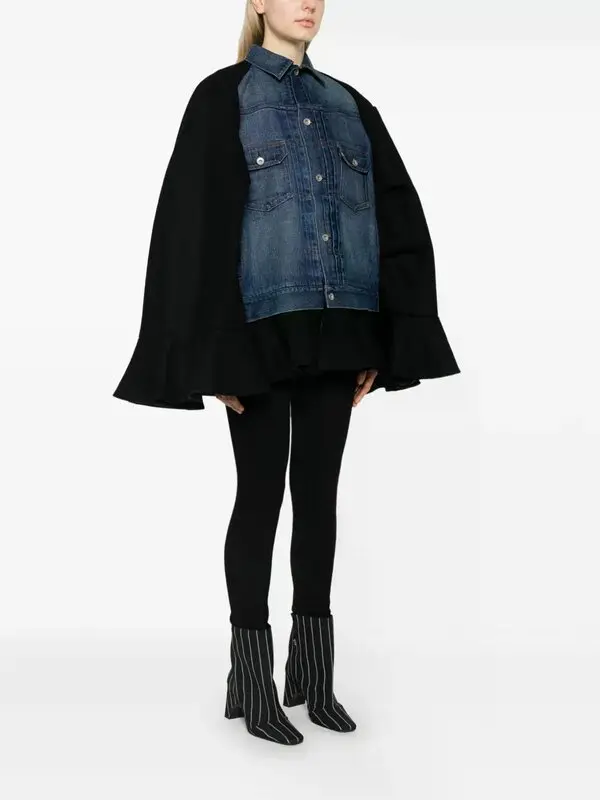 Sacai Denim-panel Cape