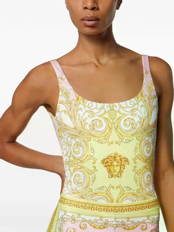 Versace Spring Barocco-print One-piece Swimsuit - Pink
